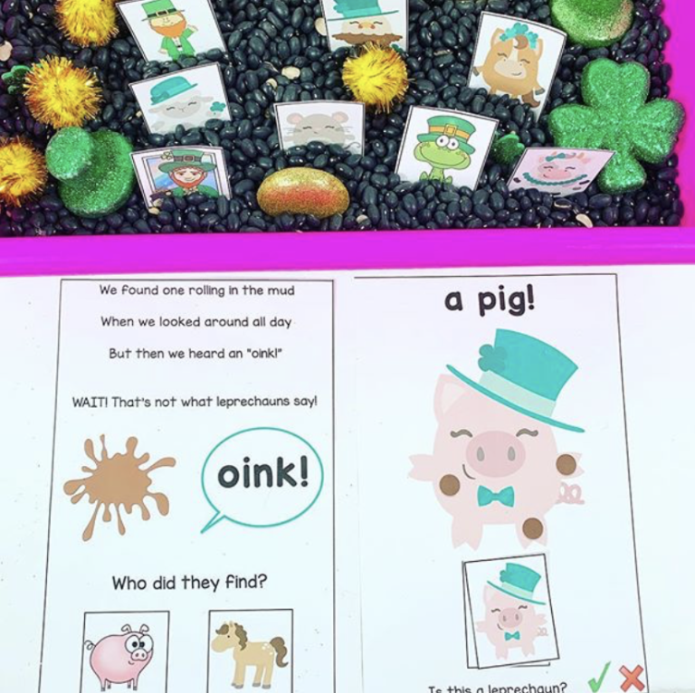St. Patrick’s Day Sensory Bin for Preschool Speech Therapy
